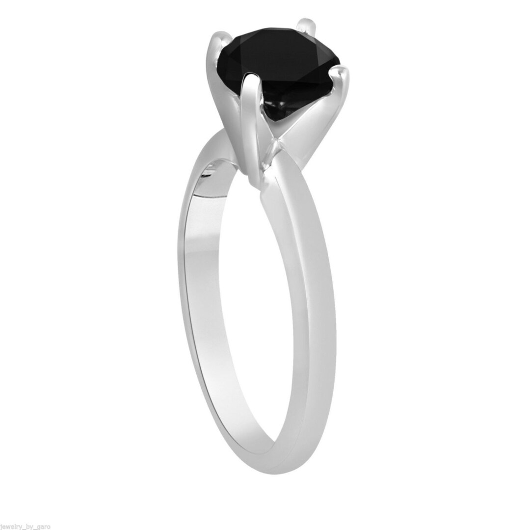 Platinum Fancy Black Diamond Solitaire Engagement Ring 1.05 Carat ...