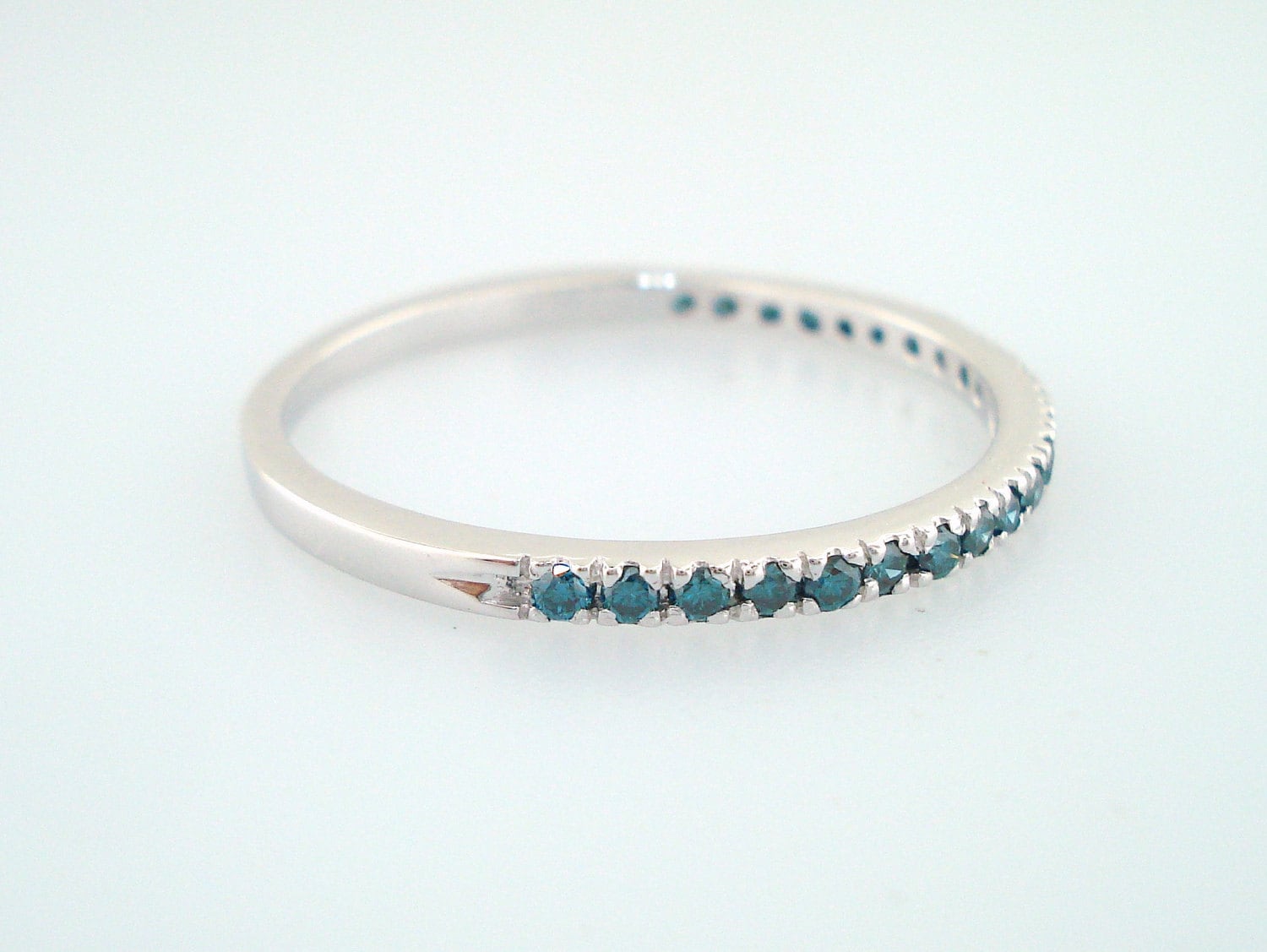Fancy Blue Diamond Wedding Band Half Eternity Thin Wedding | Etsy