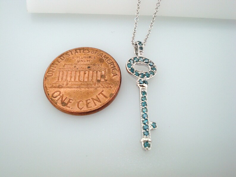 Blue Diamond Key Pendant Key Diamond Necklace Key Love | Etsy
