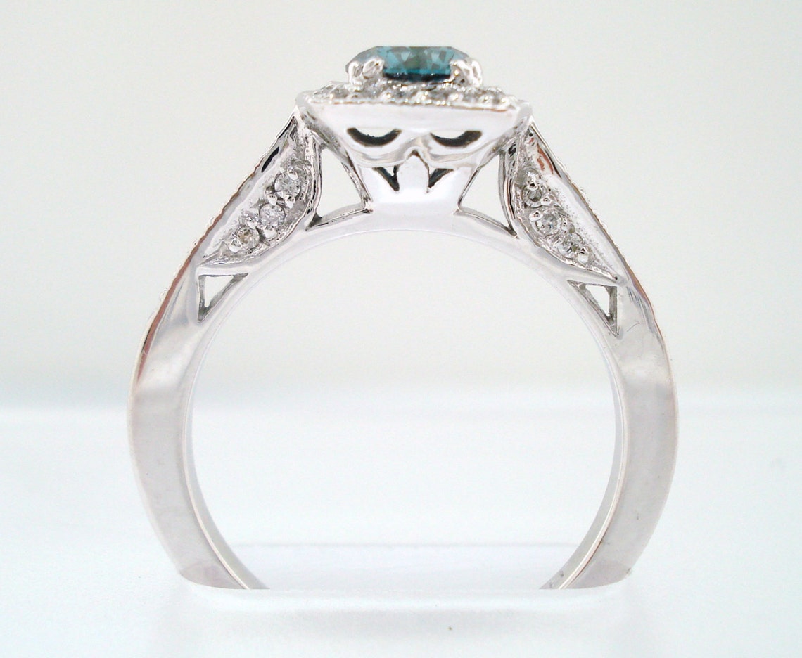 Blue Diamond Cocktail Ring Blue Diamond Anniversary Ring 18K - Etsy