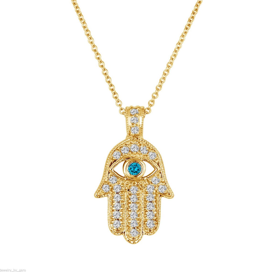 18K Yellow Gold Hamsa Diamond Pendant Necklace Unique Hamsa - Etsy