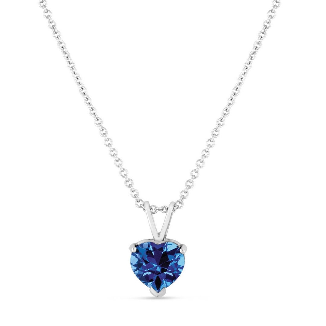 Blue Topaz Pendant Necklace, Heart Shape Pendant Necklace, Solitaire ...