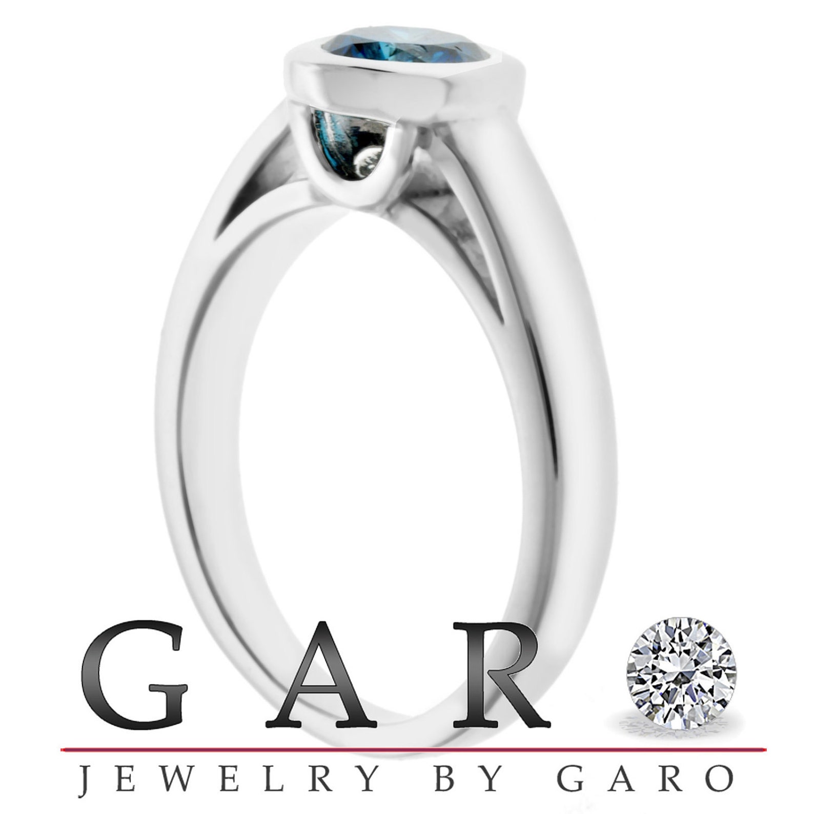 Blue Diamond Solitaire Engagement Ring 14K White Gold 0.95 - Etsy