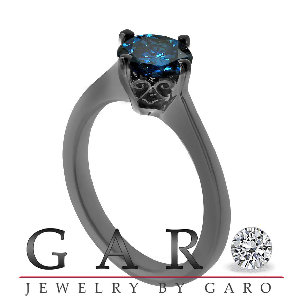 Blue Diamond Engagement Ring Vintage Solitaire Engagement | Etsy