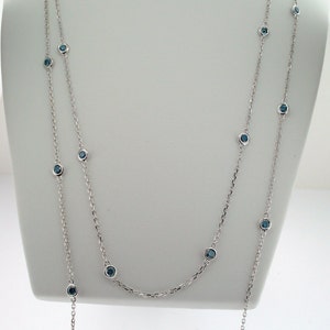 36" Inch Blue Diamond Necklace, Diamond by the Yard Necklace, Long ...