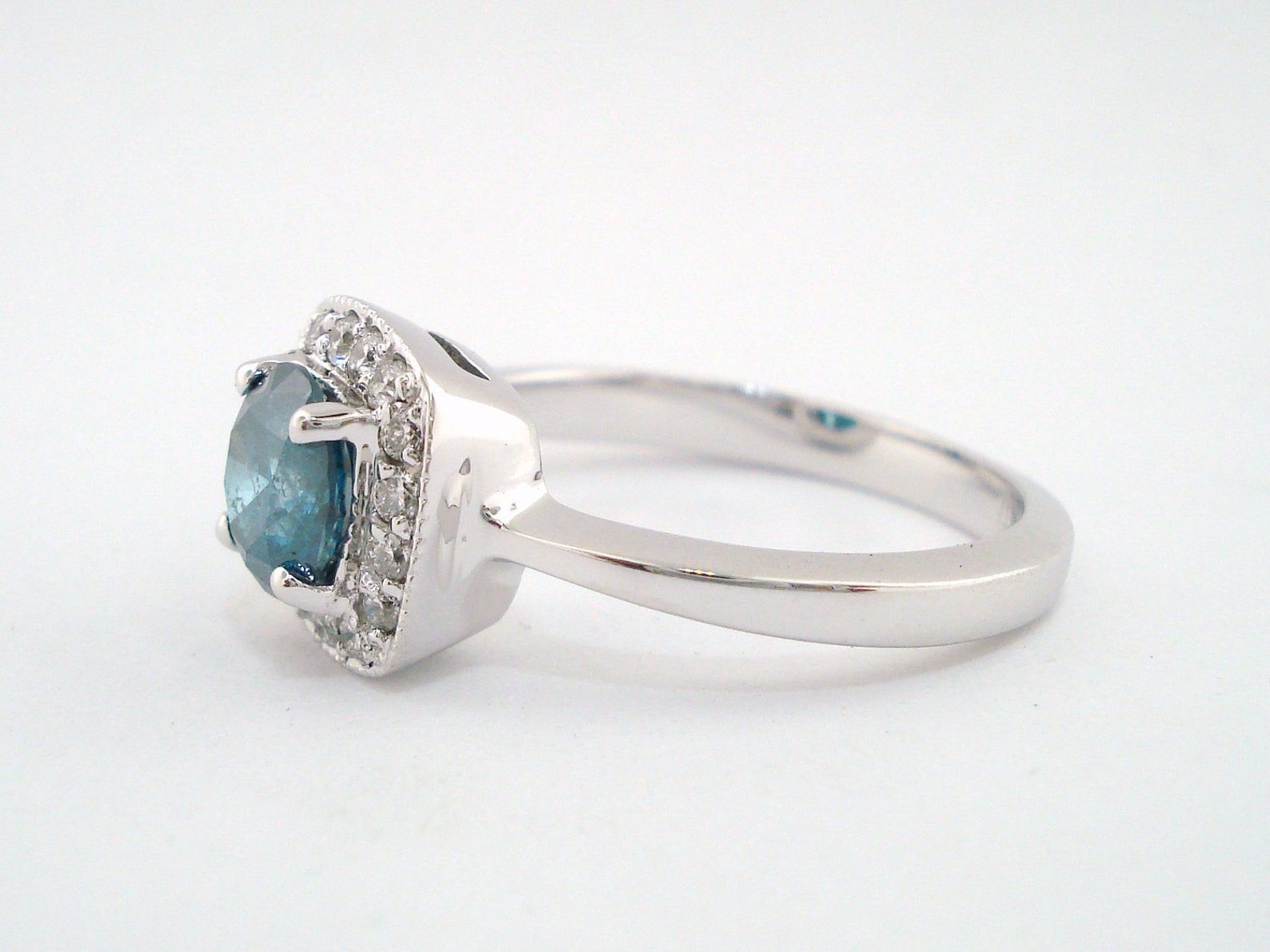 Blue & White Diamonds Engagement Ring 18K White Gold 1.23 - Etsy