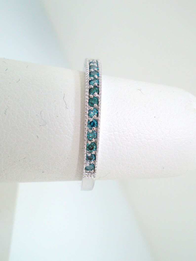 Blue Diamond Wedding Band Diamond Wedding Ring Anniversary | Etsy