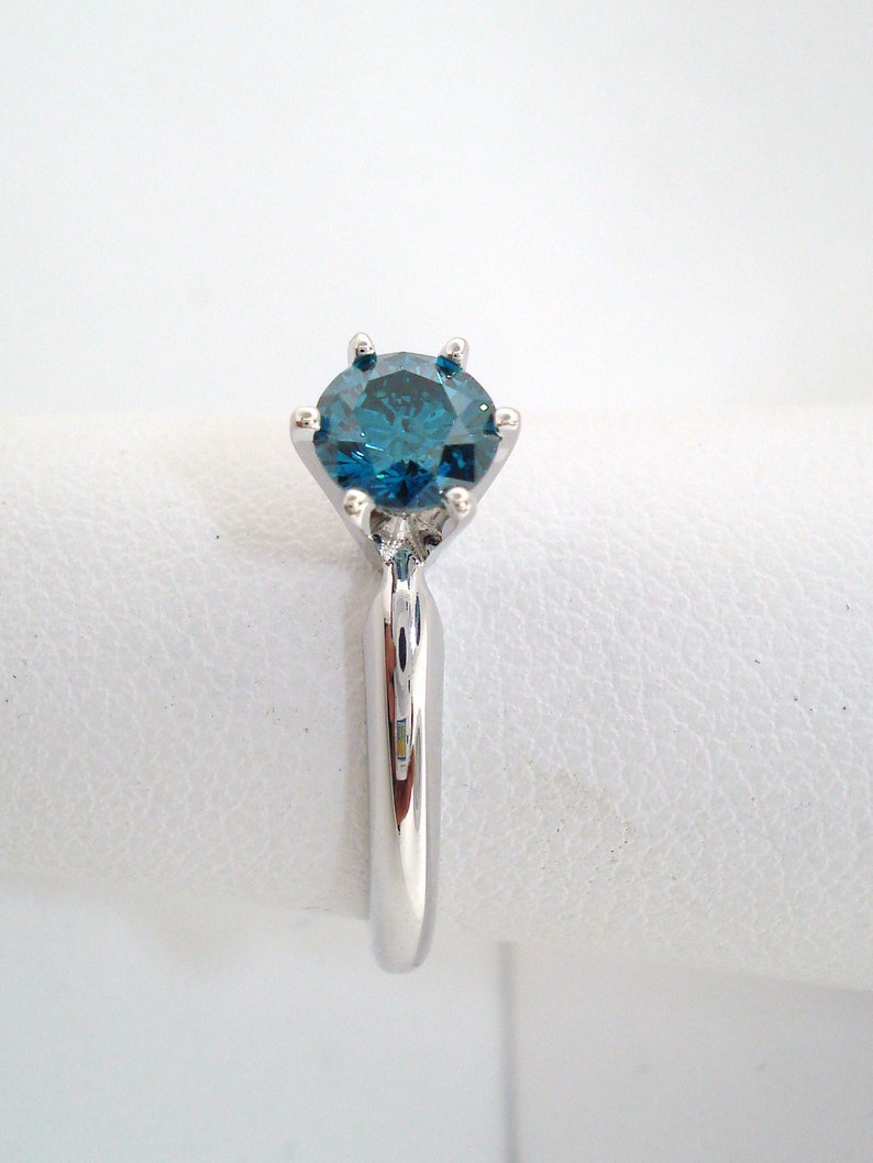 Platinum Blue Diamond Engagement Ring Solitaire Engagement - Etsy