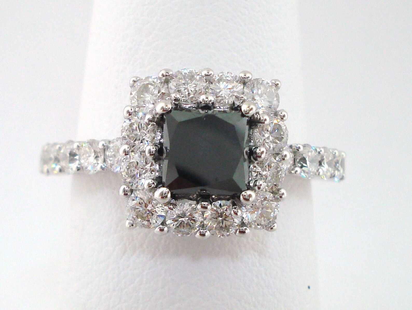 Platinum Princess Cut Black Diamond Engagement Ring, Bridal Ring, 2.25 ...