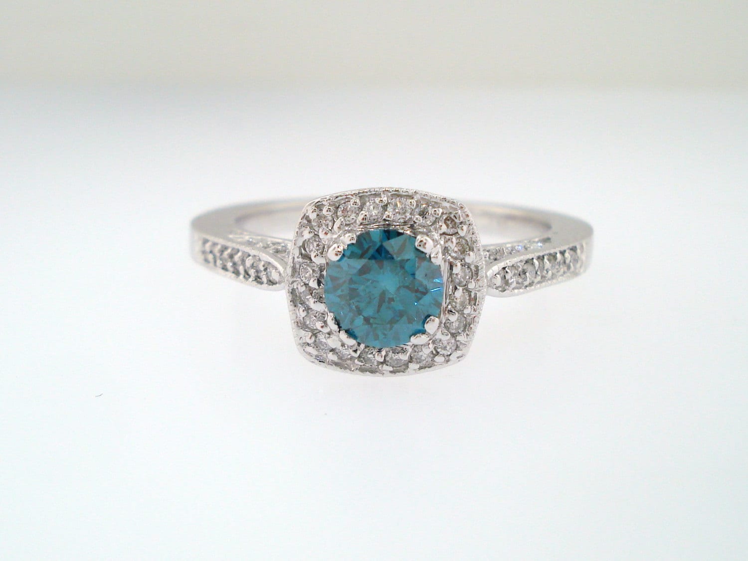 Blue Diamond Cocktail Ring Blue Diamond Anniversary Ring 18K | Etsy