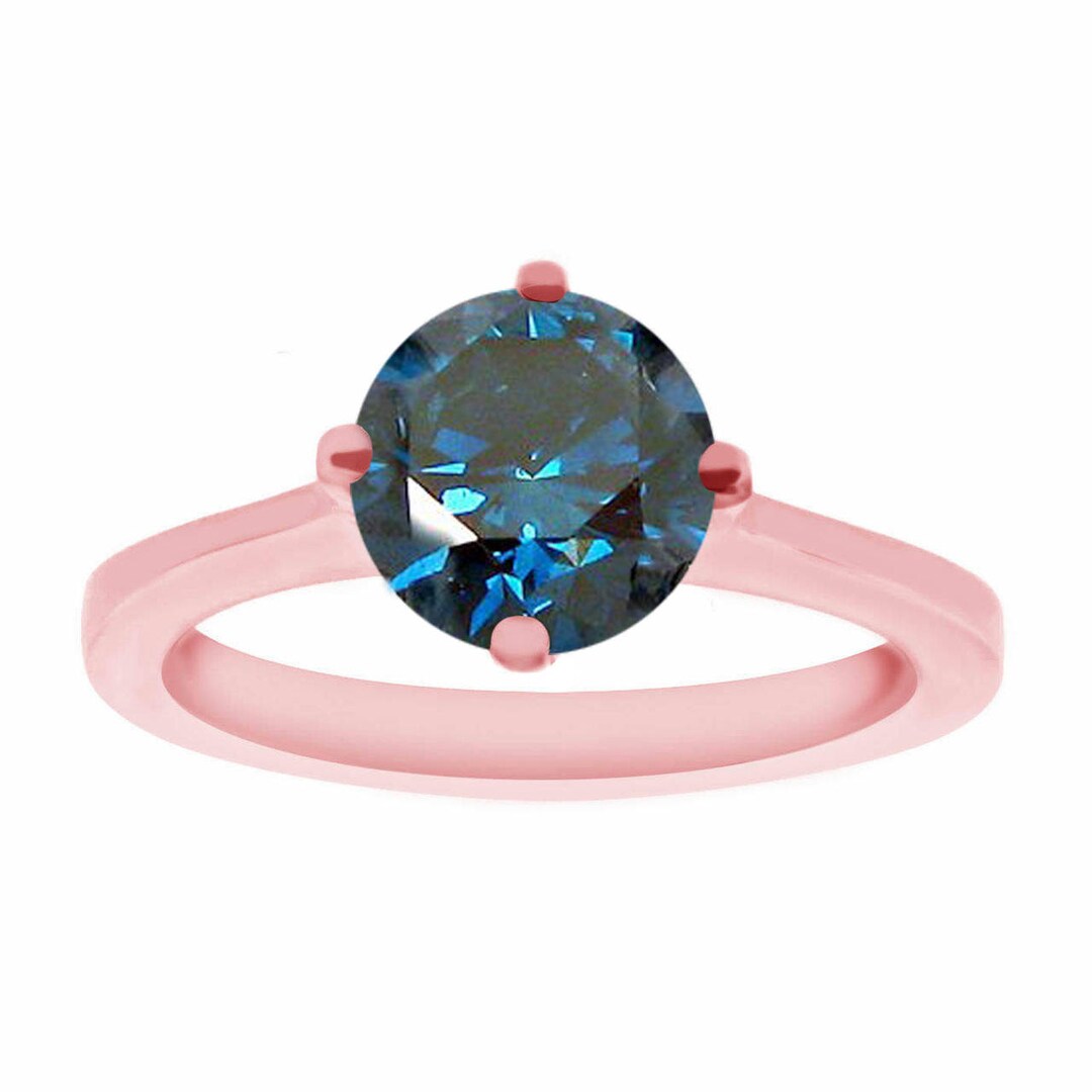 Blue Diamond Solitaire Engagement Ring, Unique Bridal Ring, 1.02 Carat ...