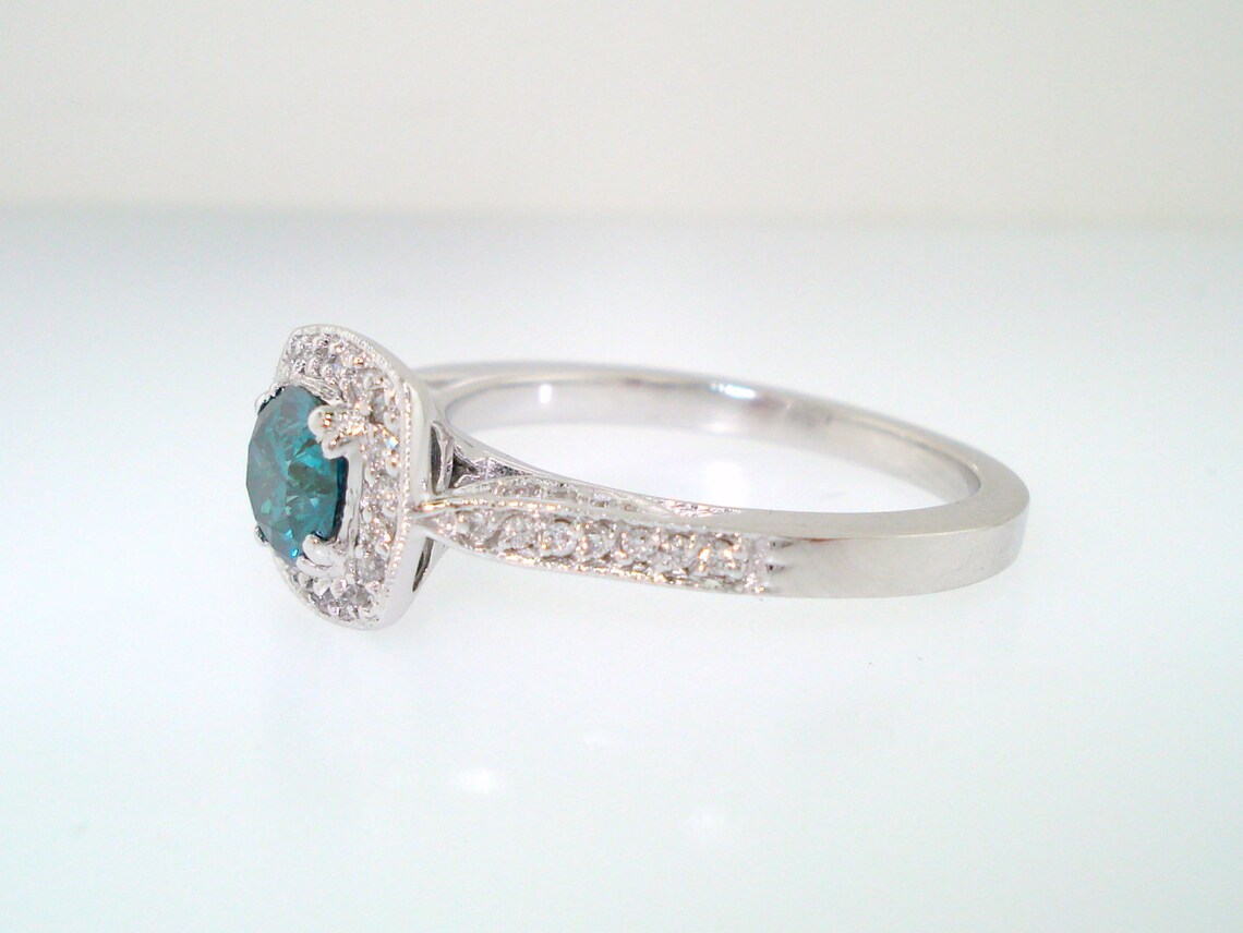 Blue Diamond Cocktail Ring Blue Diamond Anniversary Ring 18K - Etsy