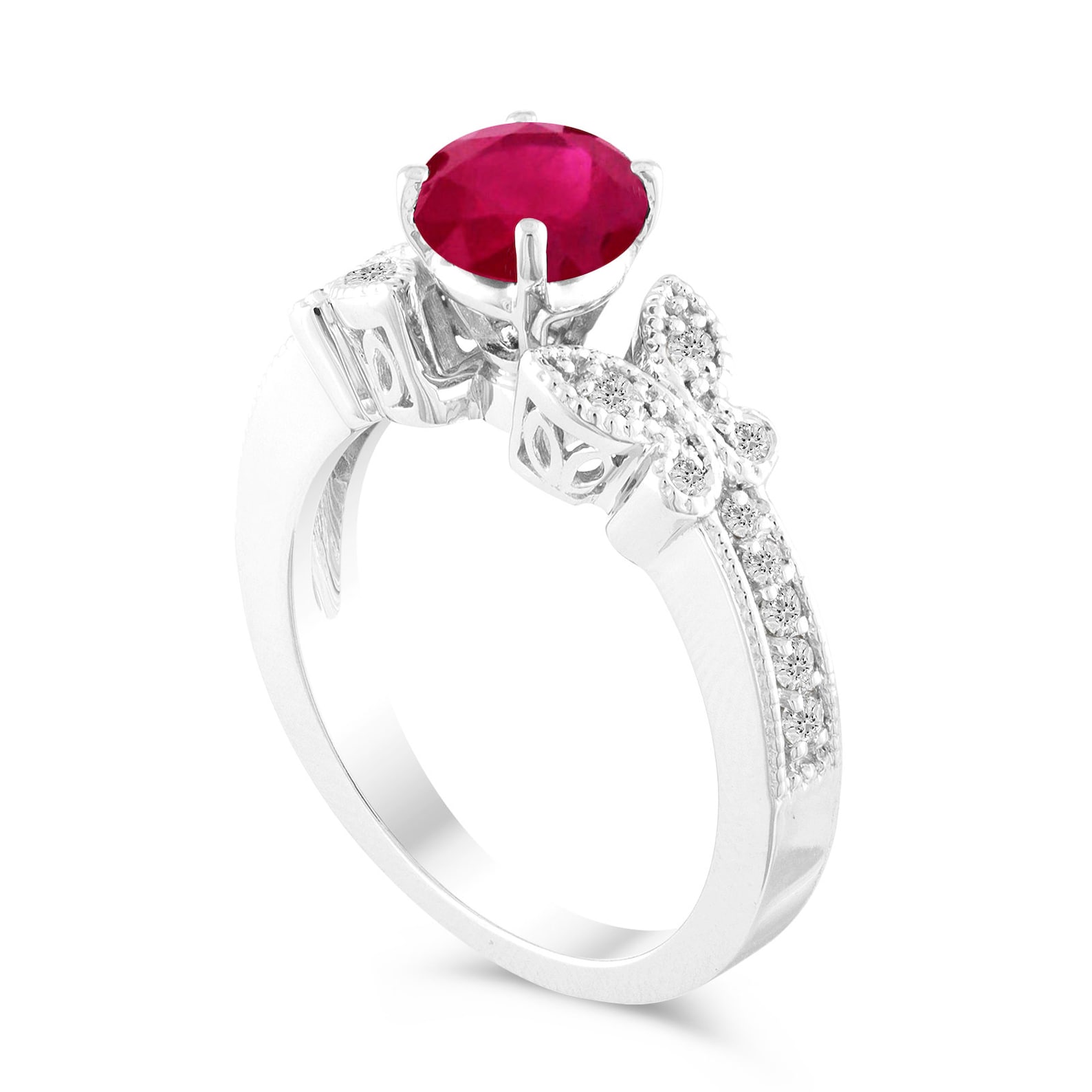 Butterfly Ruby Engagement Ring Ruby and Diamonds Wedding - Etsy