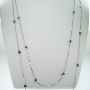36" Inch Blue Diamond Necklace, Diamond by the Yard Necklace, Long ...