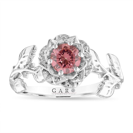 Pink Diamond Floral Engagement Ring Unique Rose Flower 0.45 | Etsy