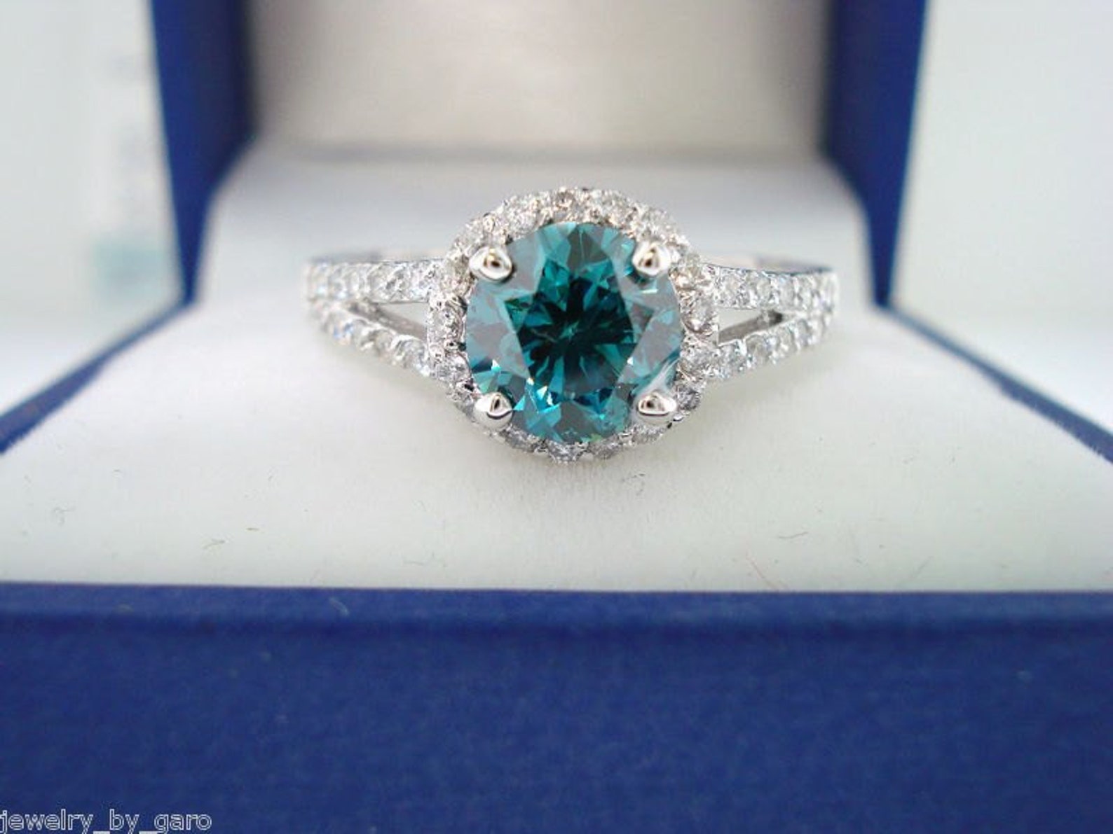 Fancy Blue Diamond Engagement Ring, Bridal Ring, 1.34 Carat SI1 14K ...