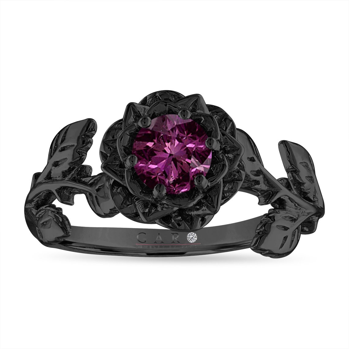 Purple Diamond Floral Engagement Ring Unique Rose Flower 0.46 | Etsy