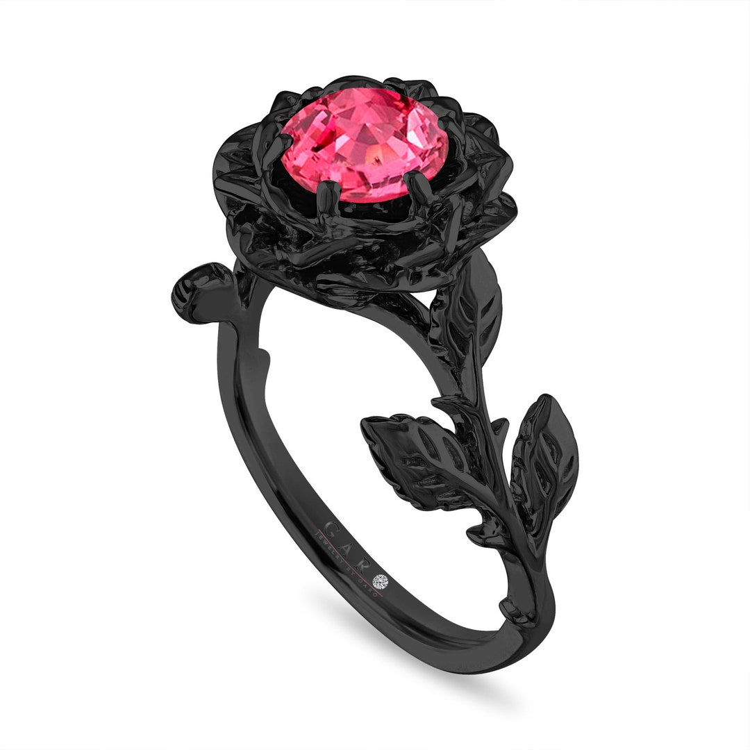 Pink Sapphire Flower Engagement Ring Rose Floral Ring Unique - Etsy