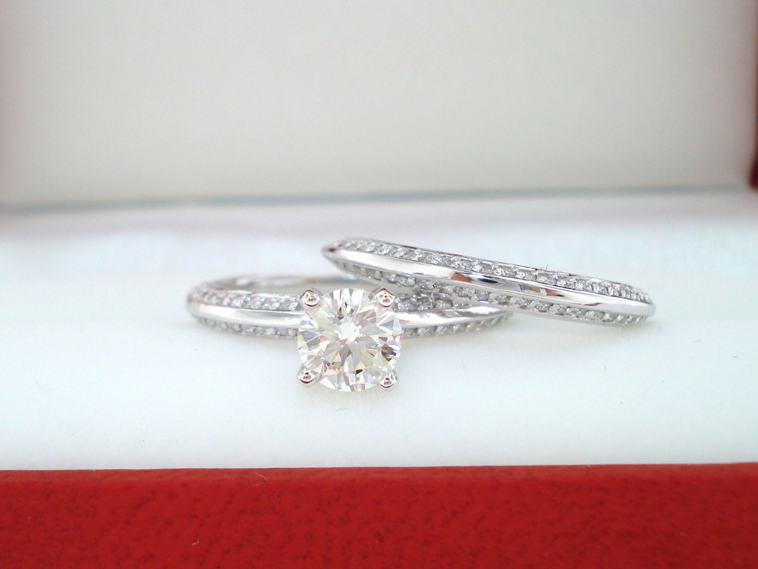 Diamond Engagement Ring Set Wedding Rings Sets 1.04 Carat | Etsy