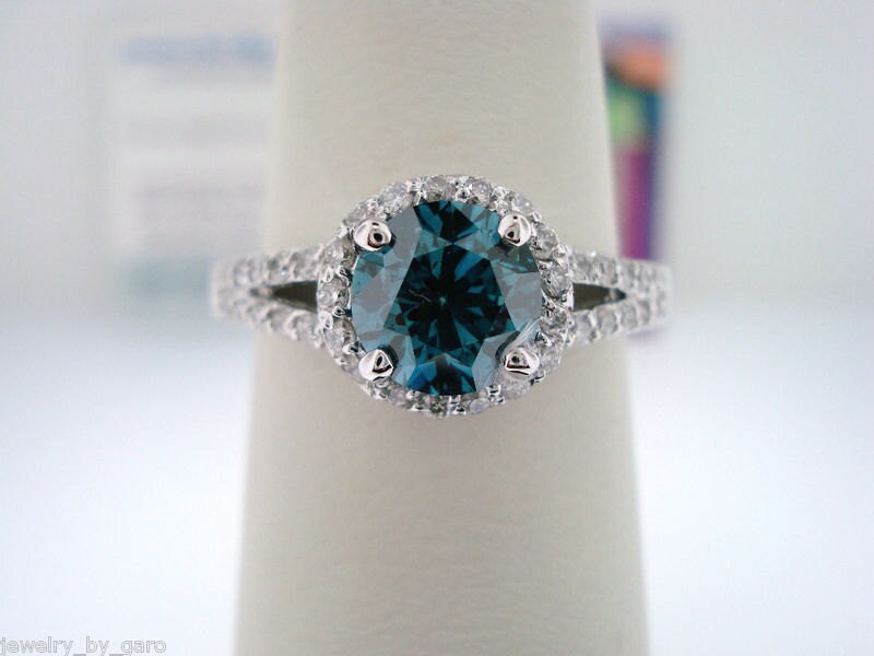Fancy Blue Diamond Engagement Ring Bridal Ring 1.34 Carat | Etsy