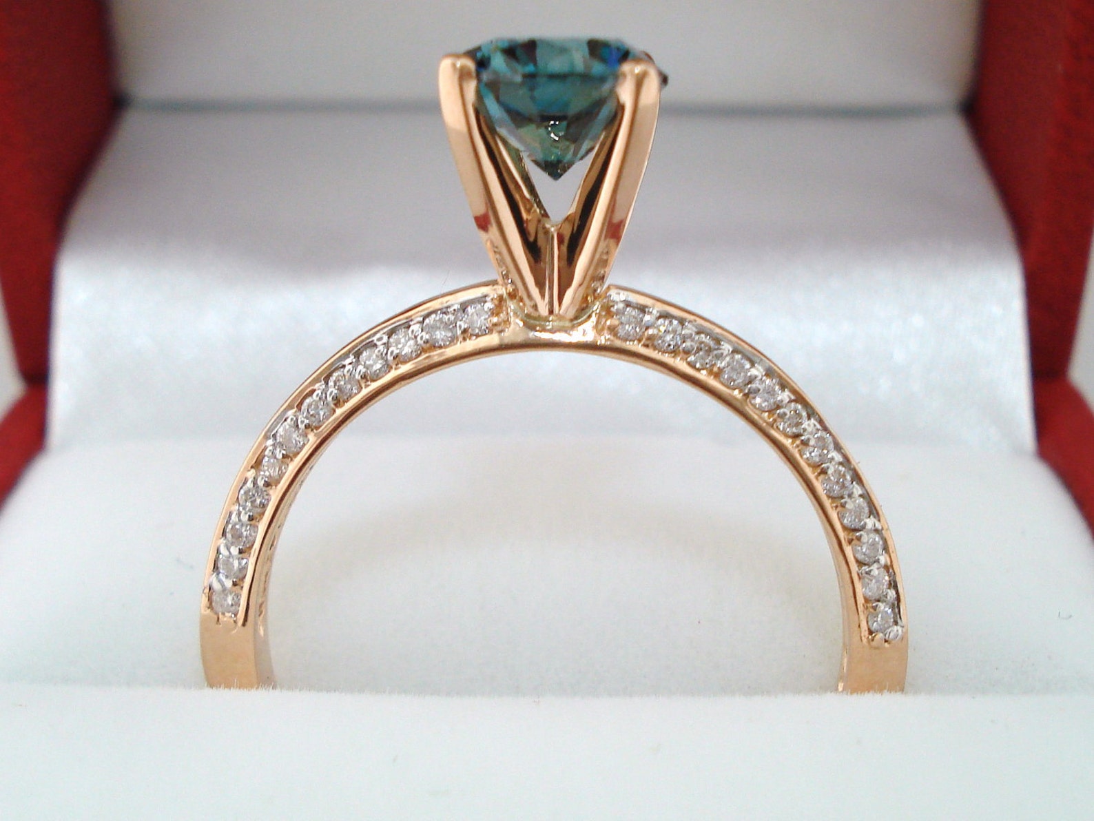 Fancy Blue Diamond Engagement Ring 14K Rose Gold 1.27 Carat Certified ...