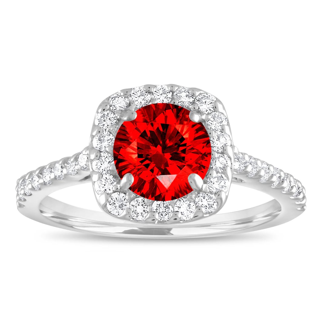 Red Diamond Engagement Ring, Fancy Red Diamond Bridal Ring, Cushion Cut ...