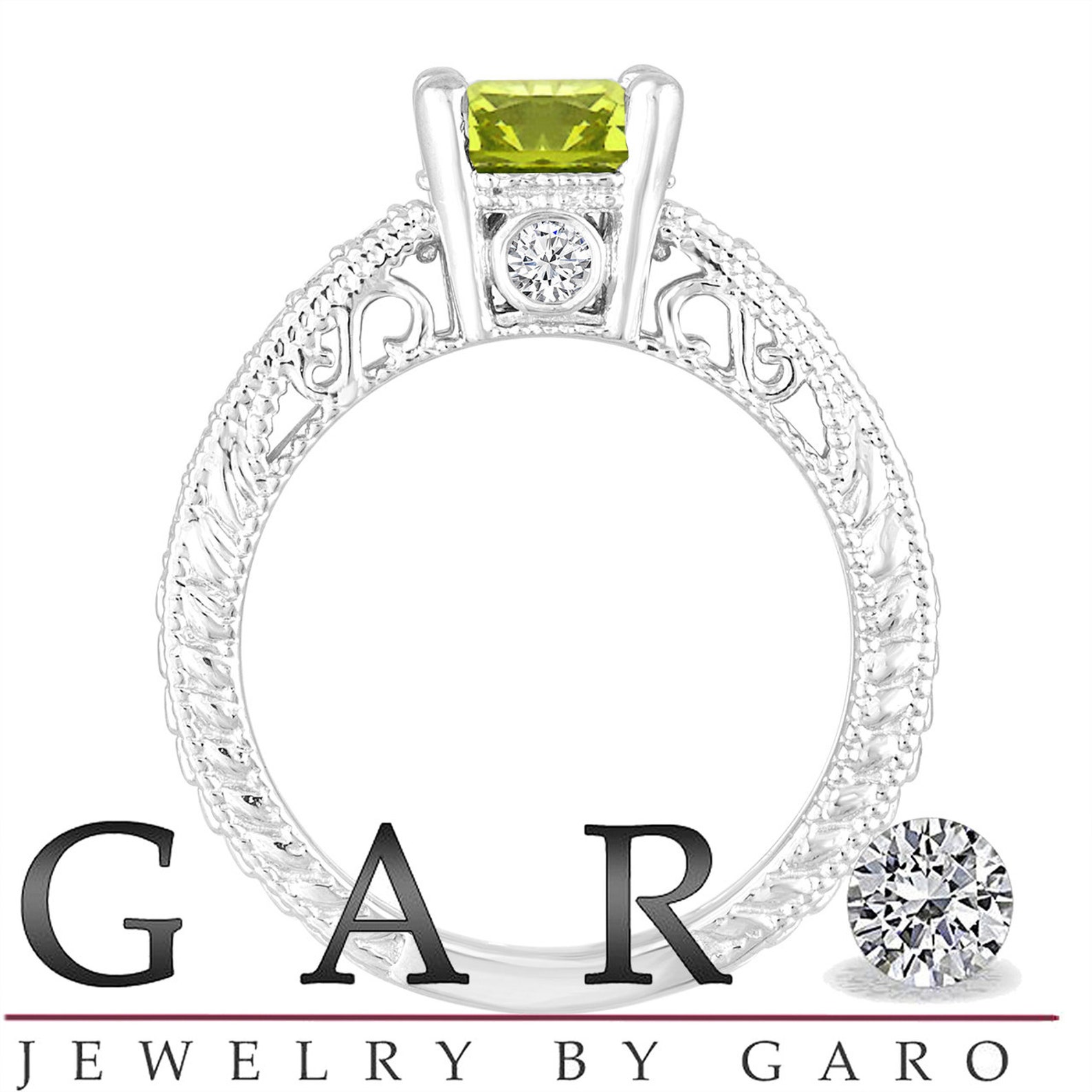 Princess Cut Peridot Engagement Ring Peridot and Diamonds - Etsy