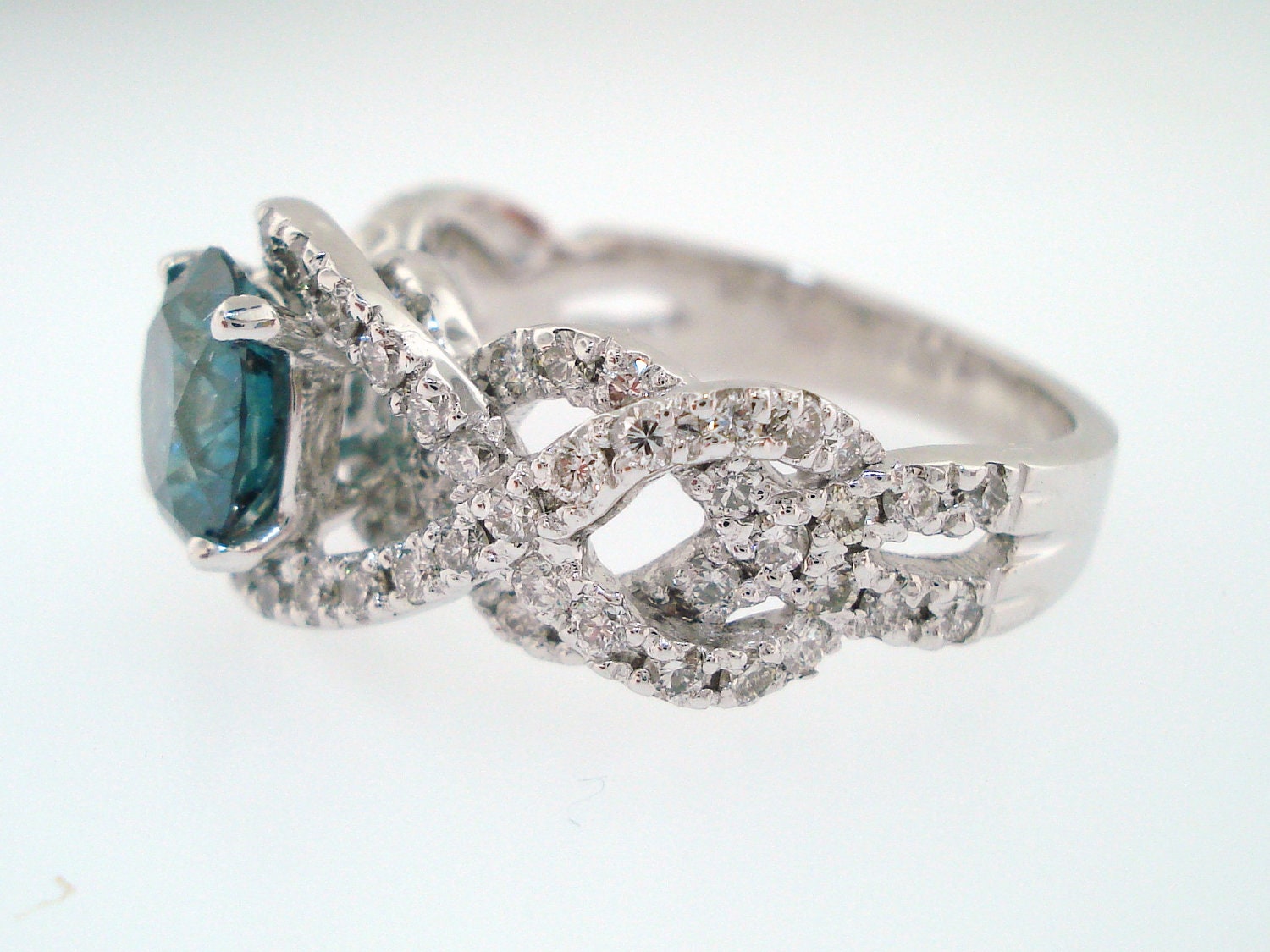 Unique Fancy Blue Diamond Engagement Ring 14k White Gold 2.17 Carat ...