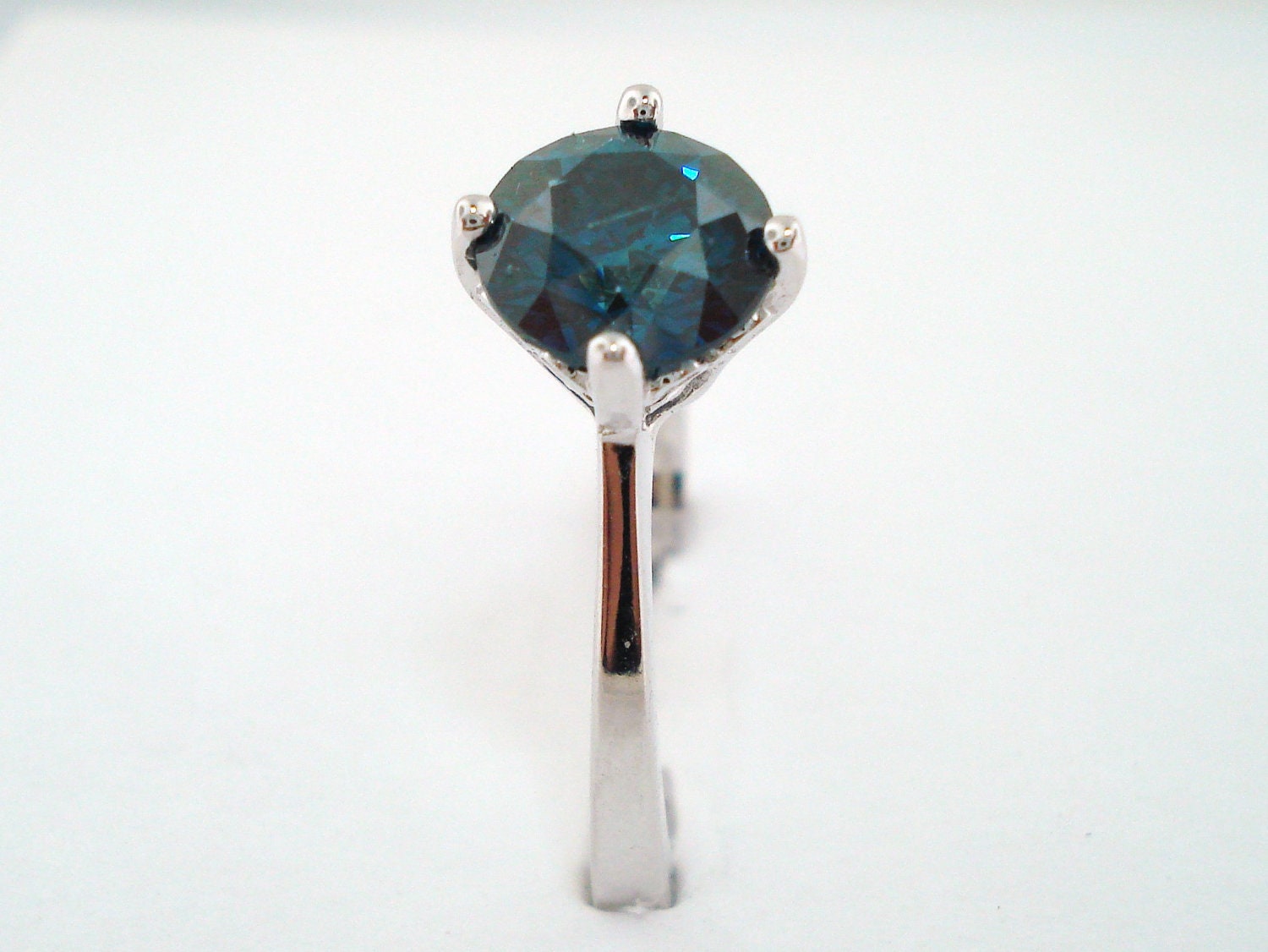 Unique Blue Diamond Engagement Ring Solitaire Engagement | Etsy