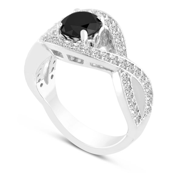 Black Diamond Cocktail Ring Unique Anniversary Ring 1.52 | Etsy