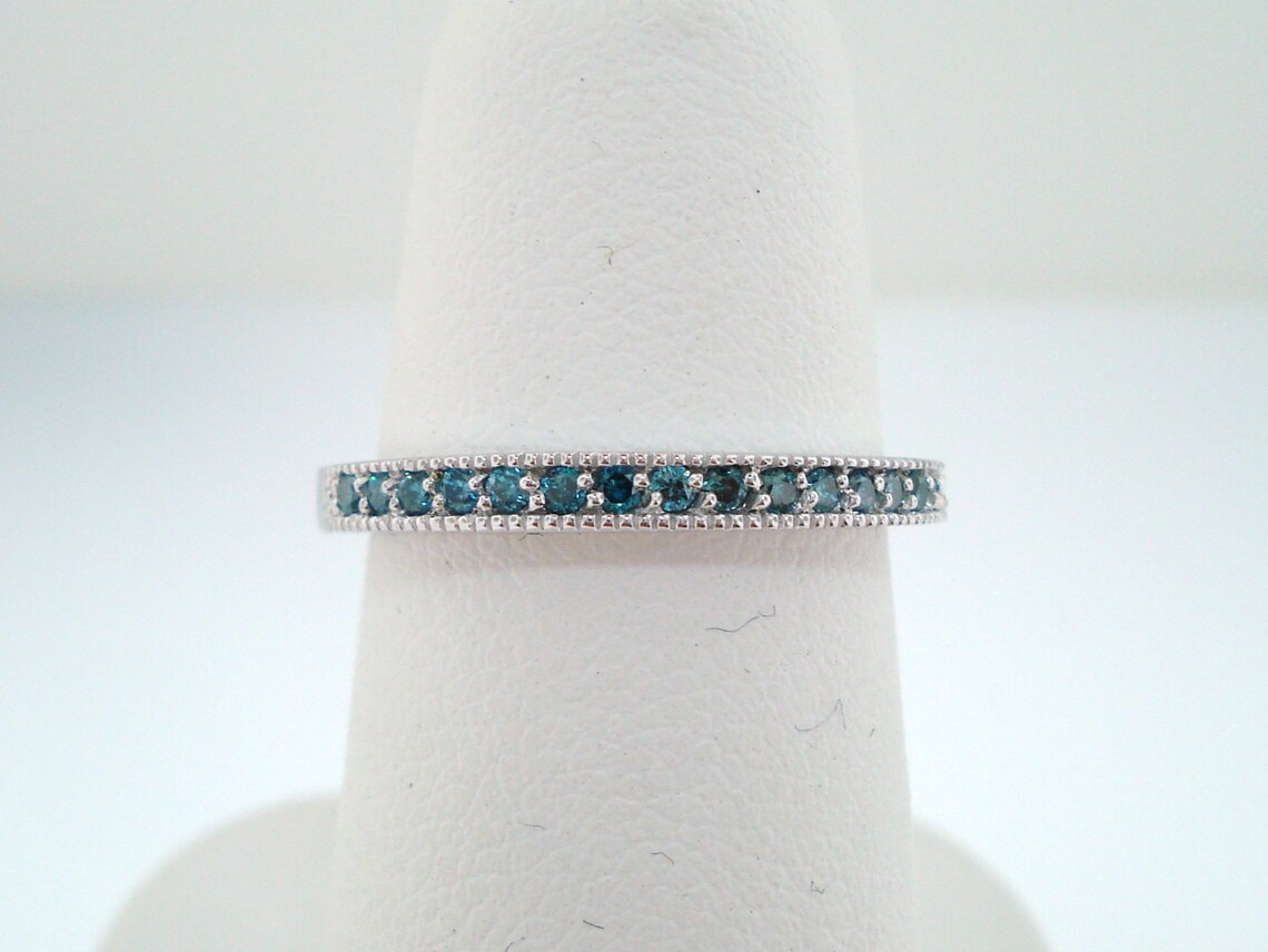 Blue Diamond Wedding Band Diamond Wedding Ring Anniversary | Etsy