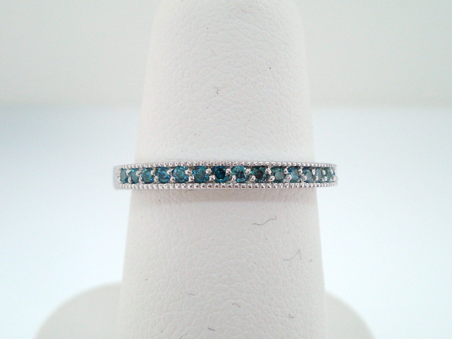 Blue Diamond Wedding Band Diamond Wedding Ring Anniversary | Etsy