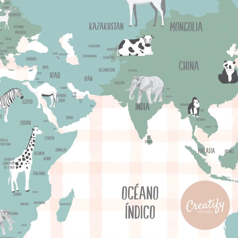 Kids World Map Printable | Digital Download for Nursery, Playroom ...