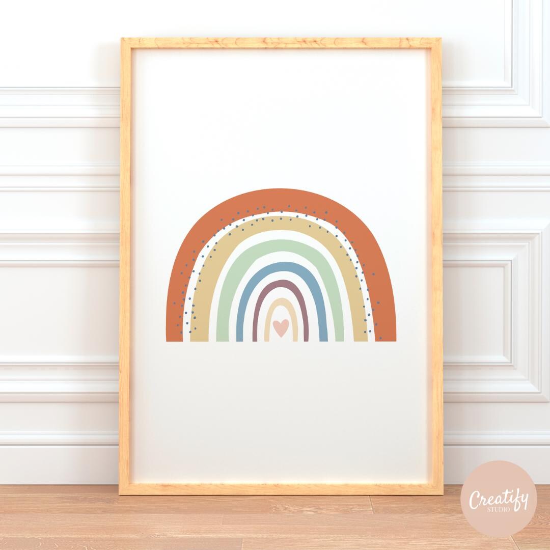 Printable Rainbow Poster - Minimal Wall Art for Kids Room - Digital ...