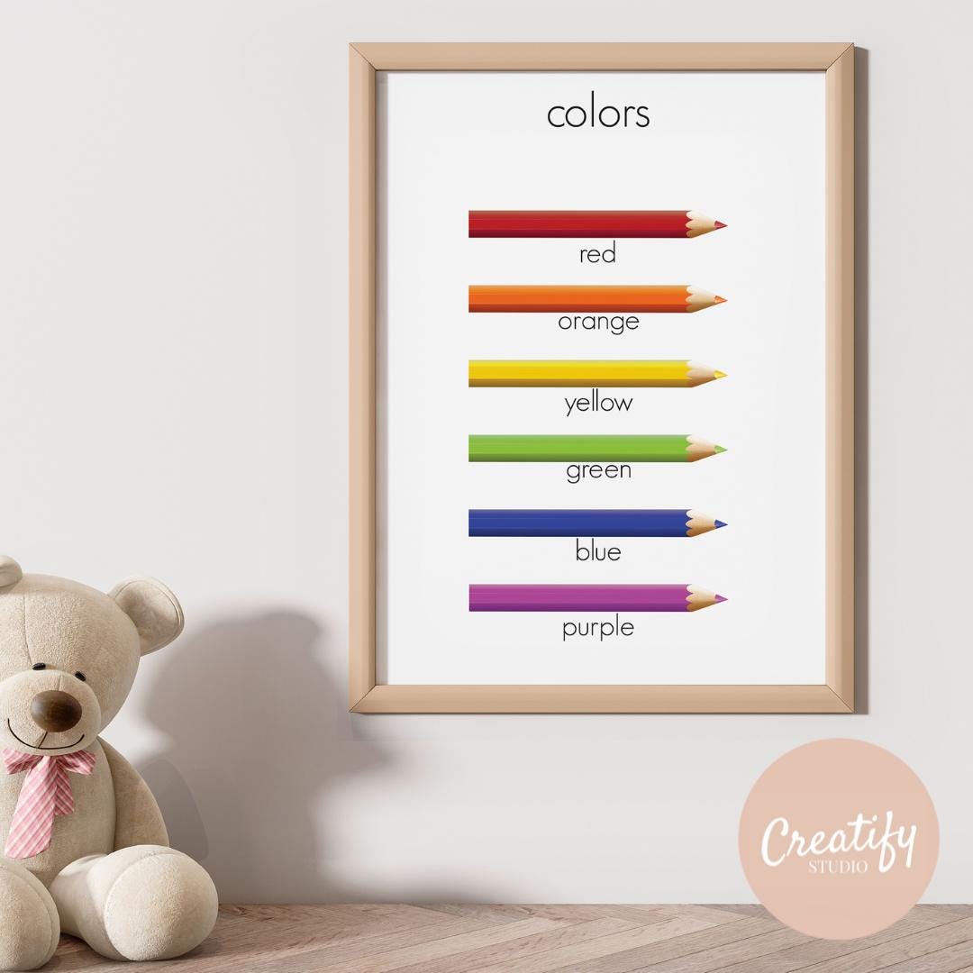 Printable Kids Colors Chart - Digital Download for Learning - Etsy
