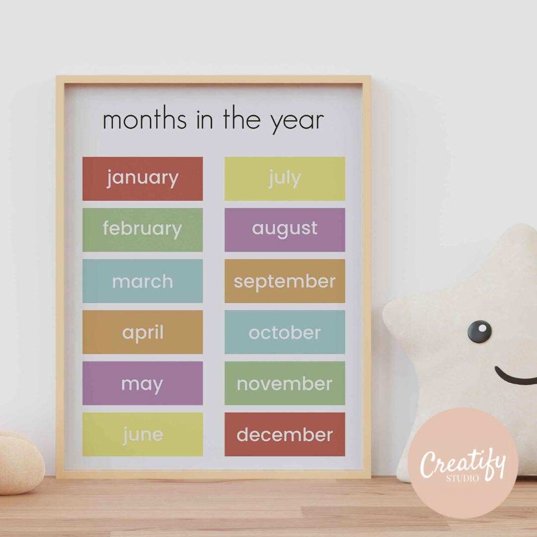 Months of the Year Printable Poster - Digital Download - Kids Wall Art ...