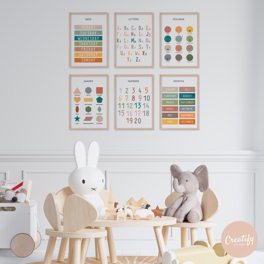 Printable Educational Posters Pack – Days, Months, Numbers, Letters ...