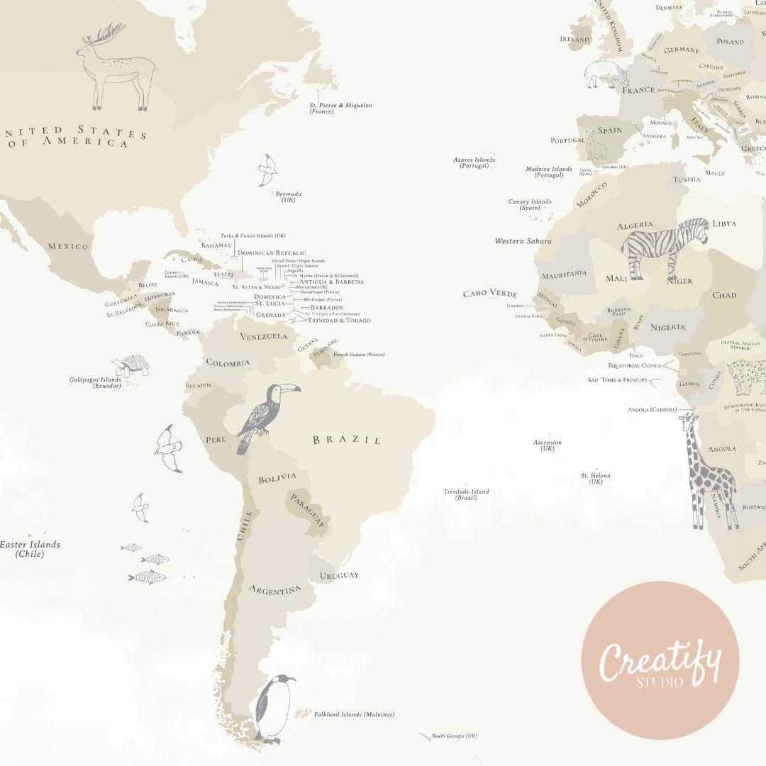 Minimalist World Map Printable | Digital Download for Modern Decor ...