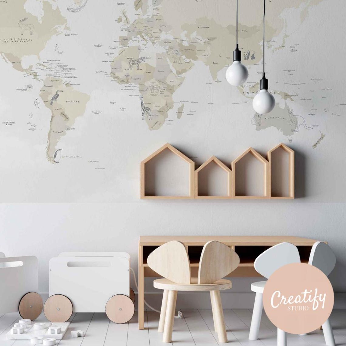 Minimalist World Map Printable | Digital Download for Modern Decor ...
