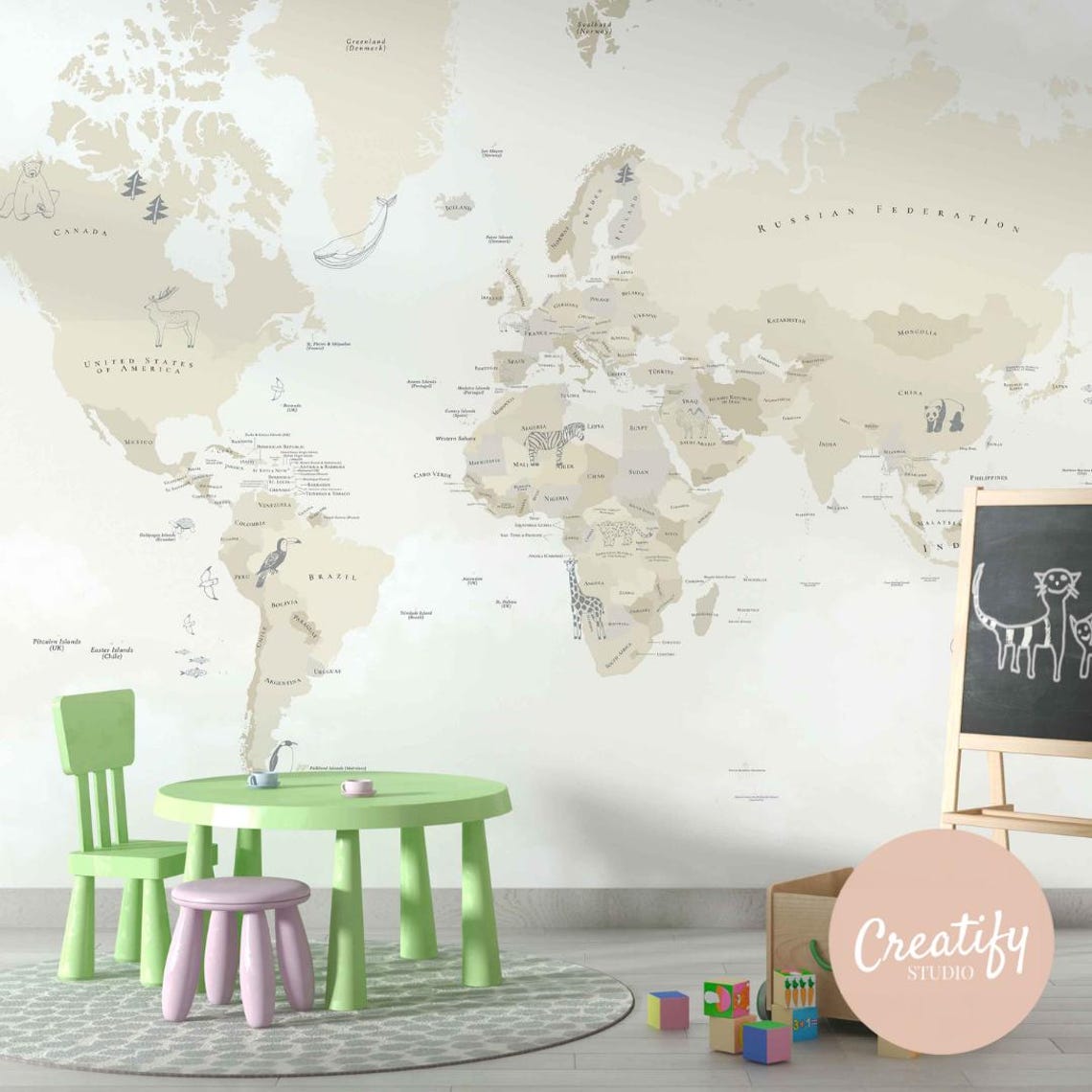 Minimalist World Map Printable | Digital Download for Modern Decor ...