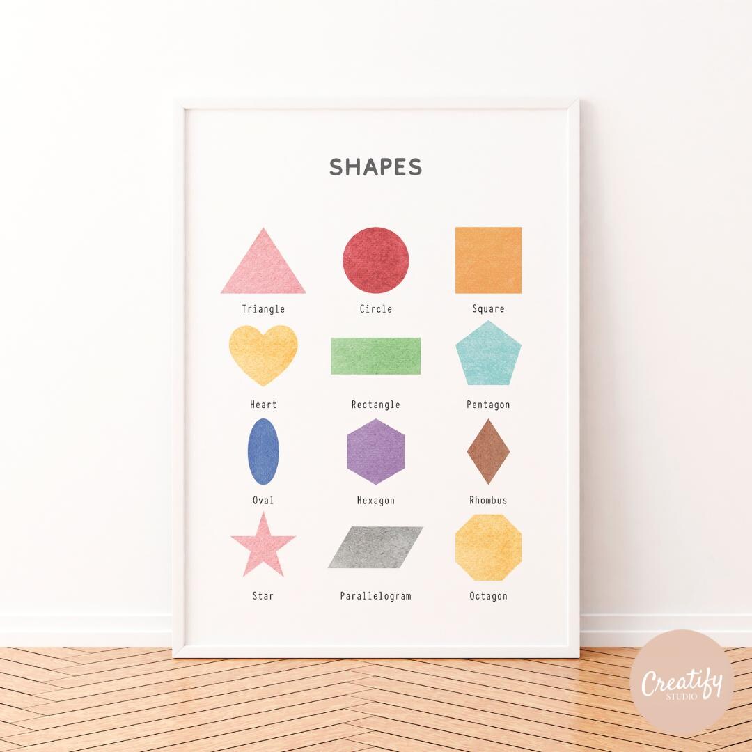Printable Watercolor Shapes Chart for Kids – Digital Download JPG ...