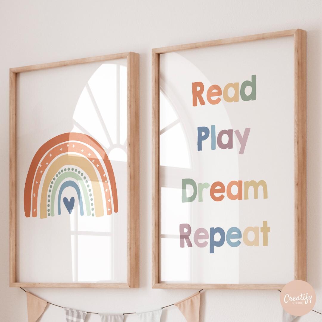 Printable Rainbow Nursery Posters - Set of 2 Kids Room Wall Art | Read ...
