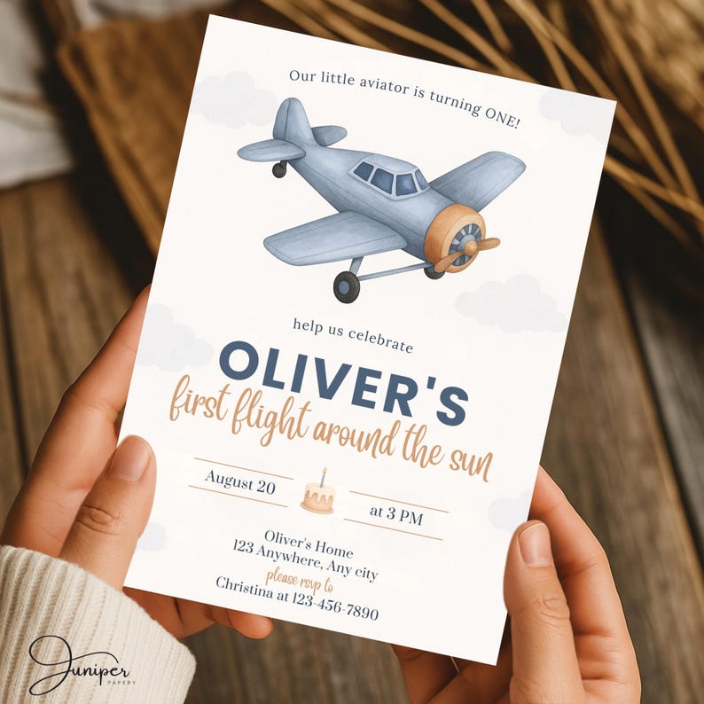 Aviation Invitation, Air Plane Invite, First Flight Birthday Invite ...