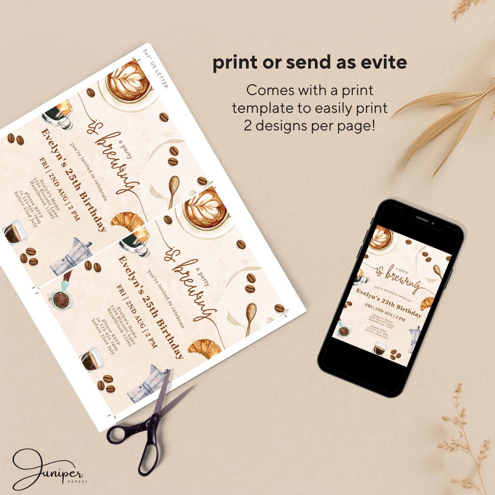 A Party is Brewing Birthday Invitation, Coffee Theme Any Age Birthday ...