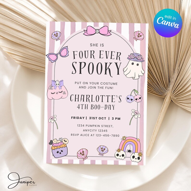 Four Ever Spooky Invitation, Spooky Halloween Birthday Invitation, 4th ...
