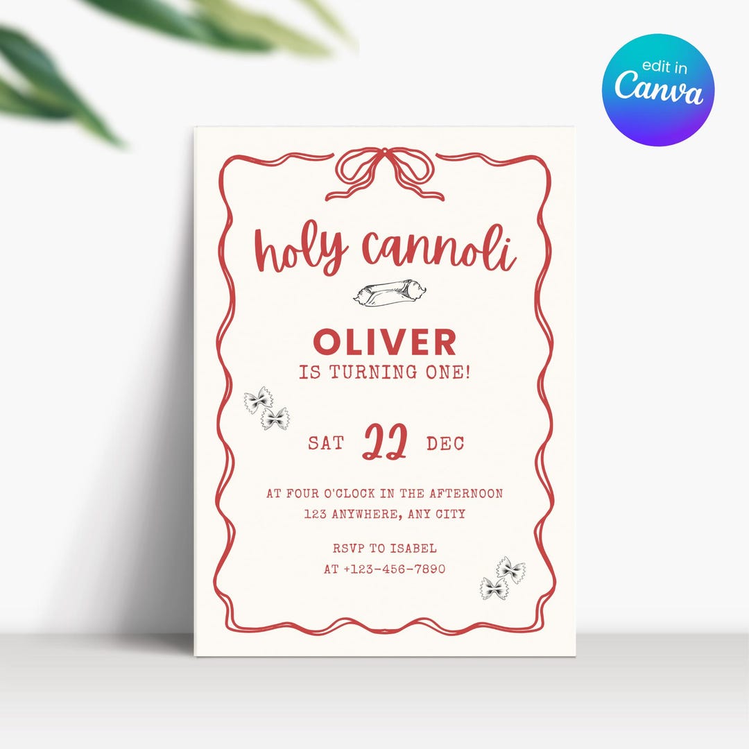 Holy Cannoli First Birthday Invitation, Pasta First Birthday Invite ...