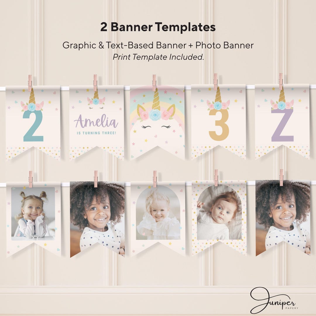 Editable Unicorn Rainbow Banner Template, Unicorn Party Decor, Unicorn ...