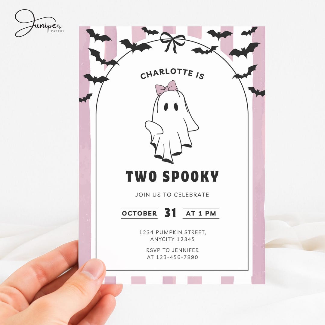 Two Spooky Invitation, Cute Ghost Halloween Invite, Second Boo-day ...
