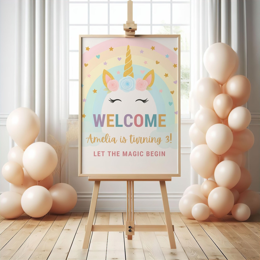 Editable Unicorn Rainbow Welcome Signs Template, Unicorn Welcome Poster ...