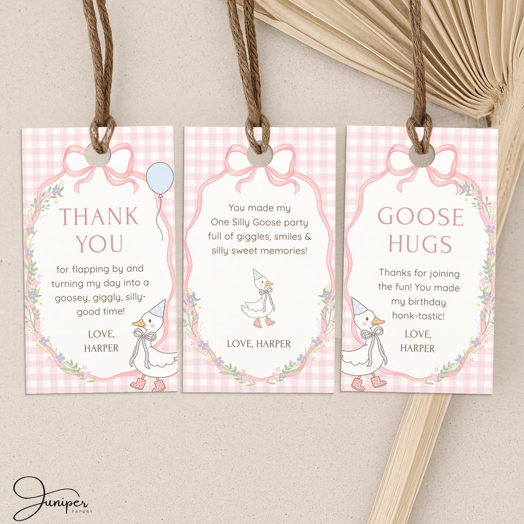 Editable Silly Goose Birthday Favor Tag Template, Silly Goose Party ...